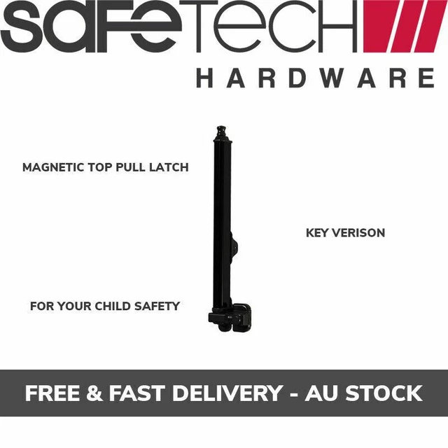 SAFETECH KEY LOCKABLE Magnetic Latch For Pool Safety Gates Black ...