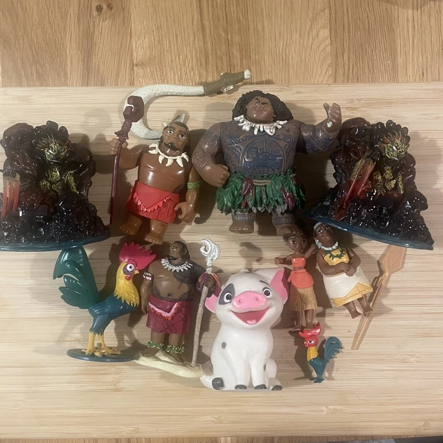 DISNEY MOANA FIGURE Bundle/ Cake Toppers Maui HEI HEI Chicken Pua Pig £ ...