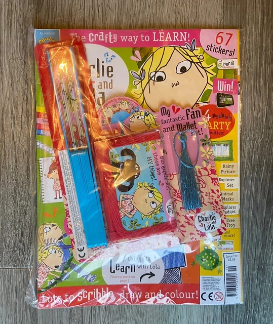 CBEEBIES CHARLIE AND Lola Magazine Issue 119 Stickers Toys Fan Purse ...
