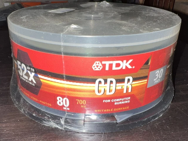 NEW SEALED 30-PACK TDK CD-R 52X 700MB 80-Minutes Recordable Discs ...