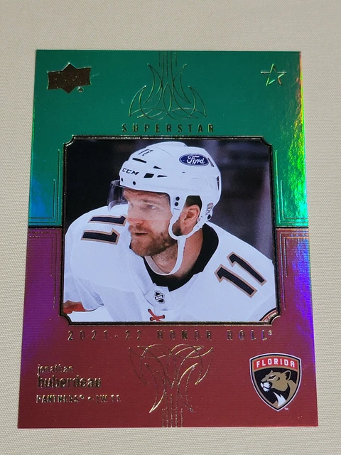 2021-22 PONT SUPÉRIEUR Jonathan Huberdeau rouleau d'honneur vert arc-en ...