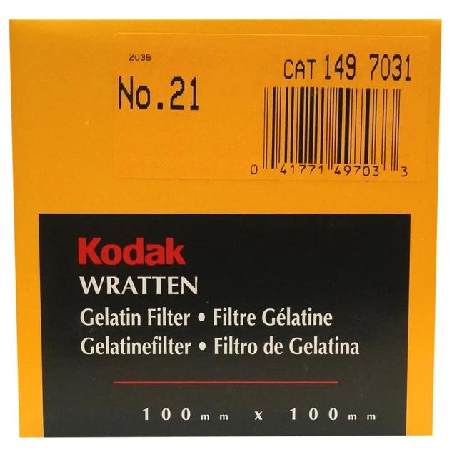 KODAK WRATTEN GELATIN Filter. 100 x 100 mm. No.21 cat 149 7031 EUR 49 ...