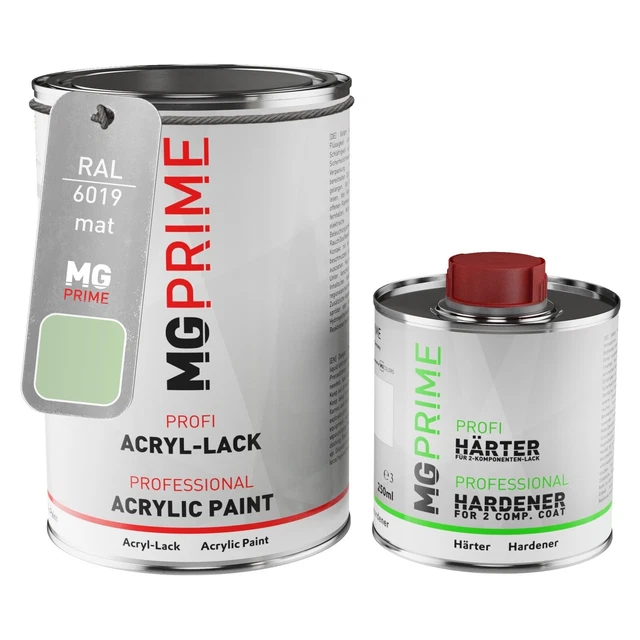 RAL 6019 WEISSGRÜN mat peinture acrylique 1,5 Litres 1500 ml durcisseur ...