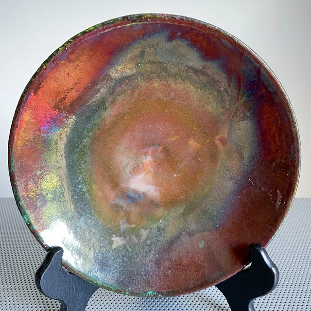RAKU STUDIO ART Pottery Bowl TONY EVANS Signed Number Rare Glazes ...