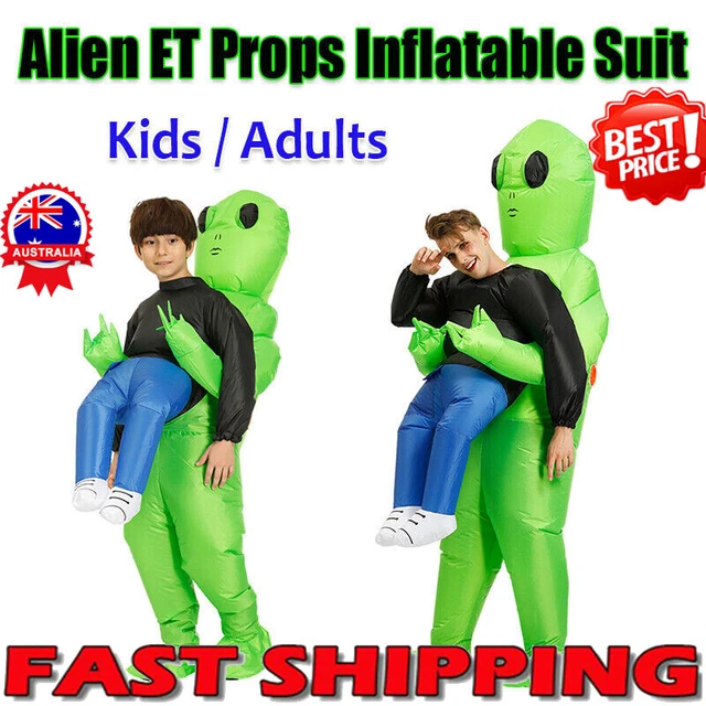 AU SCARY HALLOWEEN Green Alien Inflatable Costume Blow Up Suits Party ...