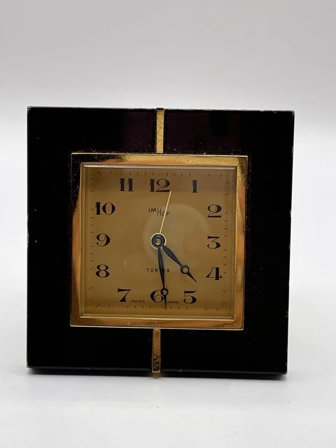VINTAGE RETRO IMHOFF Turler Swiss Travel Desk Clock Quartz Art Deco 30s ...