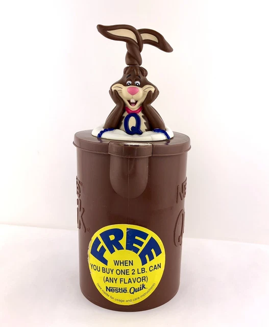 VINTAGE NESTLE QUICK Brown Chocolate Milk QUIK Bunny Mixer Plastic Cup ...