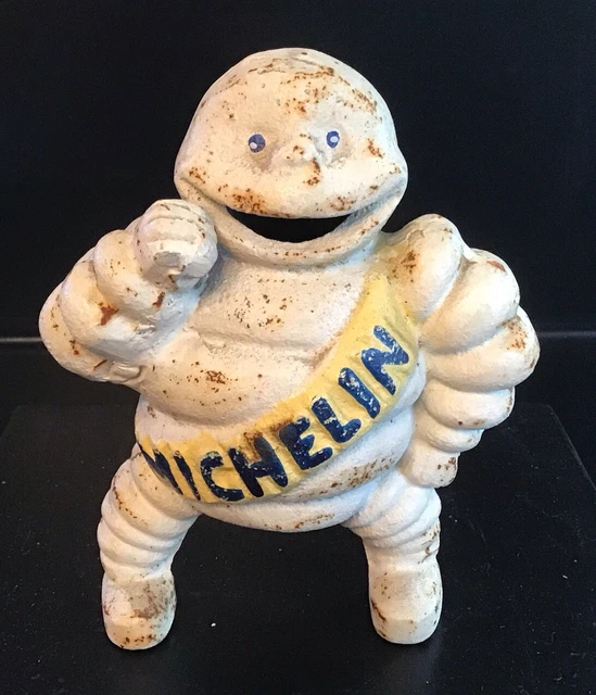VINTAGE MICHELIN MAN Bibendum Heavy Cast Iron Money Box Figurine 5.5 ...