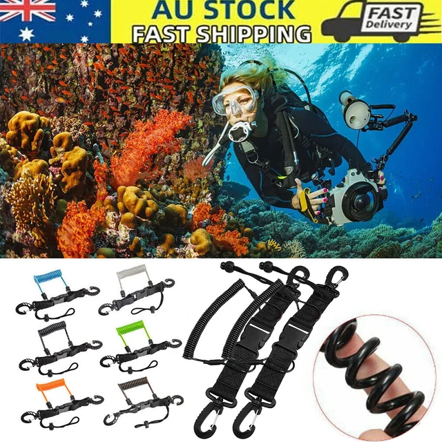 SCUBA DIVING LANYARD Stainless Steel Spring Coiled Lanyard With Quick ...