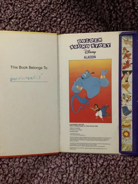 GOLDEN SOUND STORY Book Vintage 1992 Disney Aladdin Talks Music Sounds ...