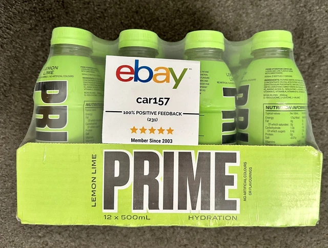 PRIME HYDRATION ENERGY Drink by Logan Paul & KSI Lemon Lime Crate 12 ...