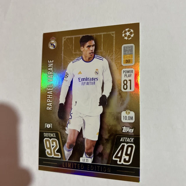 RAPHAËL VARANE LIMITED Edition Card. Match Attax 21/22. New. £3.32 - PicClick UK