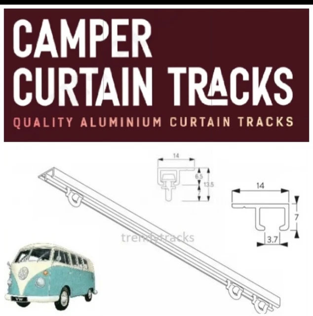 WHITE OR BLACK Camper van curtain rail track 0.5m To 1.5m silent gliss ...