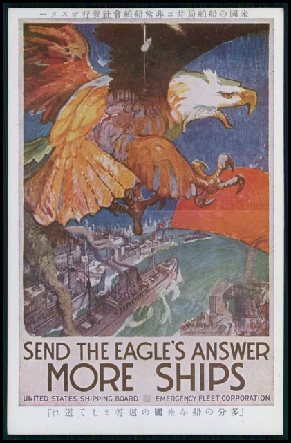 USA EAGLE WARSHIP fleet Propaganda WWI ww1 war original old 1917 poster ...