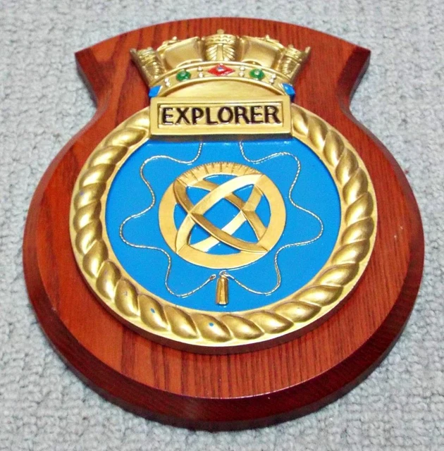 HMS EXPLORER ROYAL Navy Vintage Wooden Military Ships Wall Plaque Crest ...