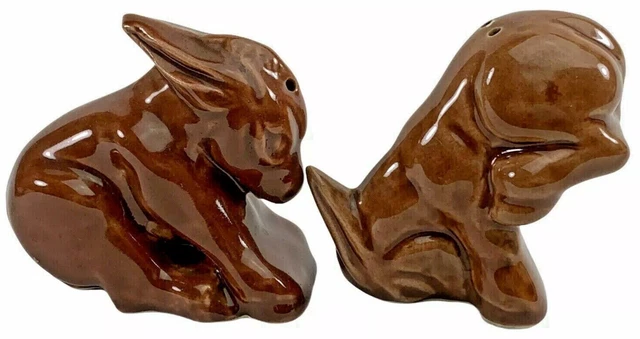 VINTAGE BROWN MID Century Donkeys Mules Fighting Salt and Pepper ...