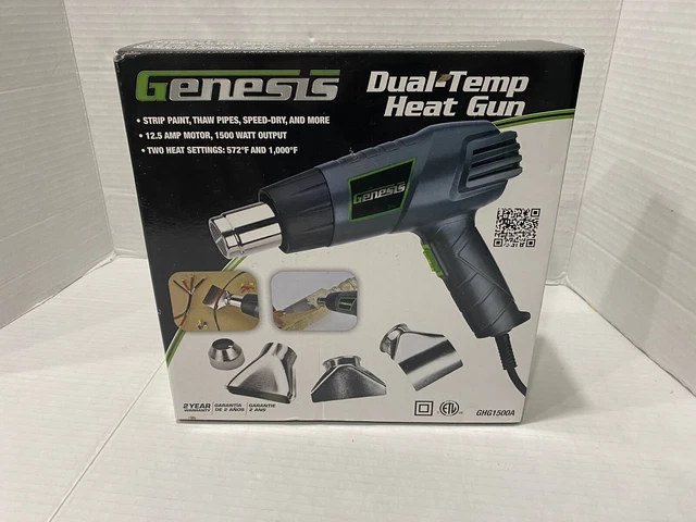 GENESIS GHG1500A DUAL-TEMPERATURE Heat Gun Kit 12.5Amp/120V/1500W $20. ...