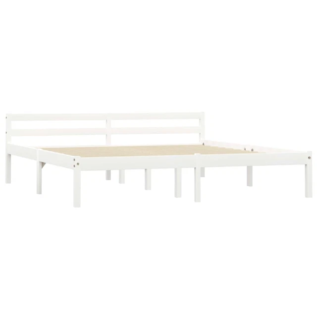 BED FRAME WHITE Solid Pine Wood 90x200 Mattress Size 206x96x50cm Modern ...