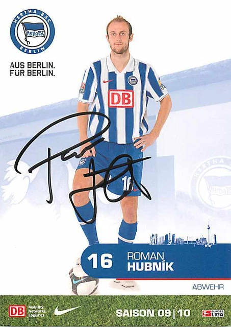 CARTOLINA AUTOGRAFATA ORIGINALE Roman Hubnik Hertha BSC - circa 10 cm x ...