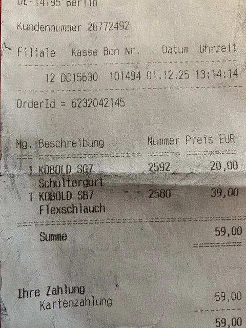 ORIGINAL VORWERK KOBOLD Vk7 Flexschlauch SB7 Saugschlauch Schlauch ...