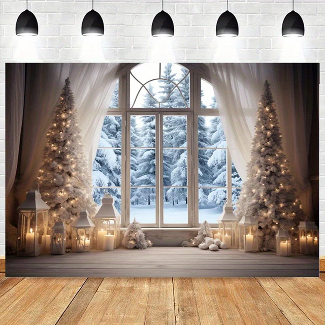 CHRISTMAS WINDOW BACKDROP 10x8FT Winter Snow Scene Xmas Party Decor Background $41.46 - PicClick AU