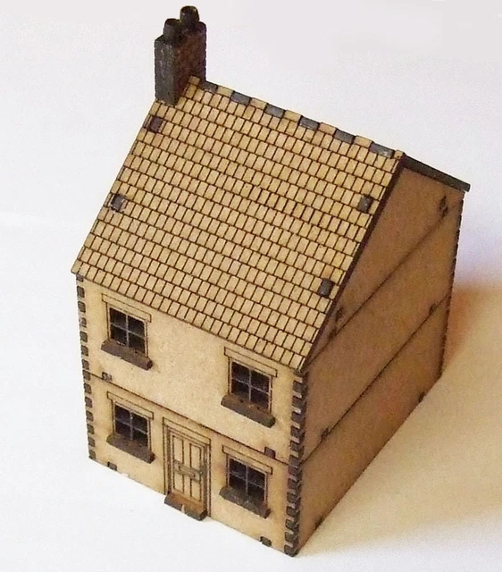 15MM SCALE WW2 European Terraced House MDF Kit Style 1 , FOW Flames of ...
