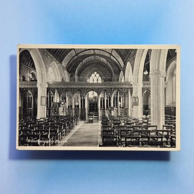 BROADHEMPSTON TOTNES POSTCARD C1930 St Peter St Paul's Church Interior ...