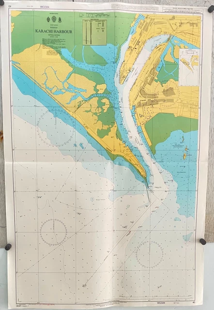 AMIRAUTÉ 40 KARACHI Port Pakistan Maritime Nautique Genius Papier Carte ...