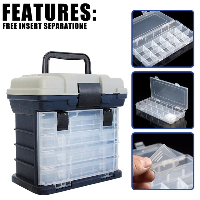 4 TRAYS HEAVY Duty Removable Fishing Tackle Box for Terminal Tackle ...