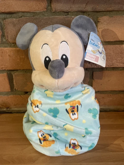 DISNEY BABIES MICKEY Mouse Soft Toy Plush Comforter Soother Blue ...
