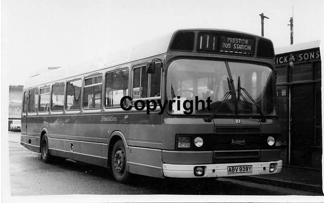 FISHWICK LEYLAND ABV939Y Leyland National Coach B&W Bus Photo £1.10 ...