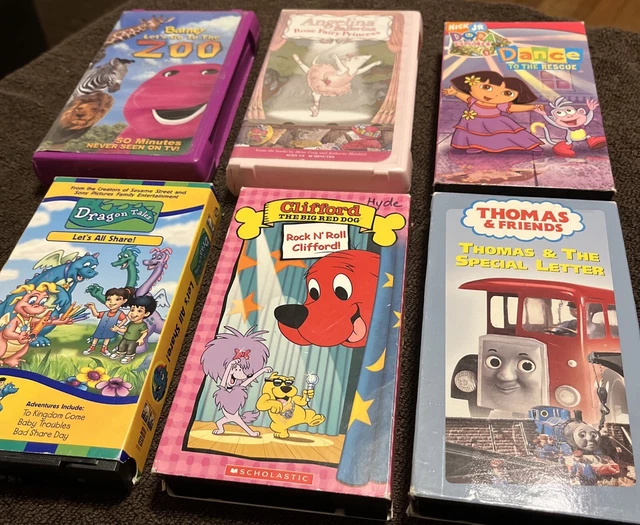 KIDS VHS LOT ~ Great Mix! Barney, Dora, Dragon Tales, Clifford, Thomas ...