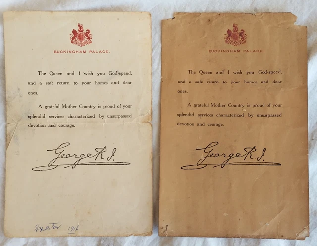 WW1 AUSTRALIAN THANK you letters from the King x 2. Buckingham Palace ...