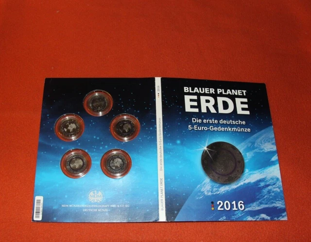 2016 BRD-BLAUER Planet ERDE-5 Euro Gedenkmünze-kpl. im Blister EUR 180,00 - PicClick DE