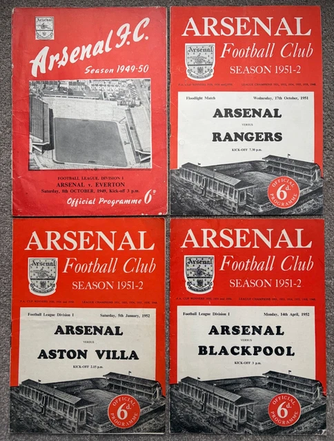 ARSENAL FC EARLY 1950s FOOTBALL PROGRAMME BUNDLE Rare Collection AFC ...