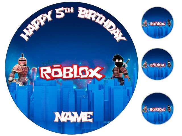 ROBLOX PERSONALISED EDIBLE round Cake Topper on wafer/ Icing £4.25 - PicClick UK
