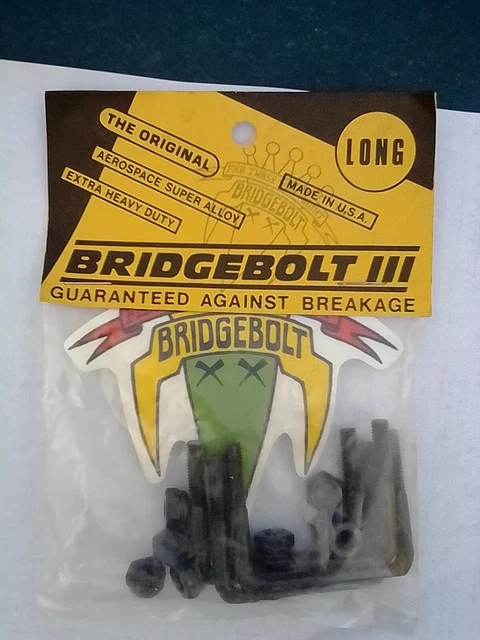 VINTAGE SKATEBOARD BRIDGEBOLT Bridge Bolts NOS Hardware + Sticker Old ...