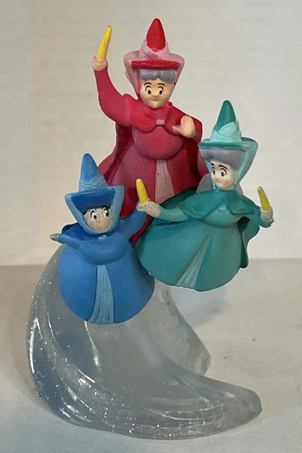 DISNEY SLEEPING BEAUTY Flying Fairy Godmother Figurine Flora Fauna ...