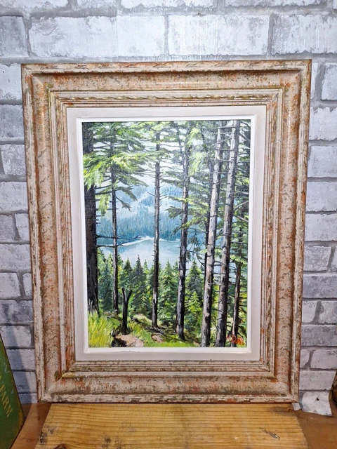 TABLEAU HUILE SUR Toile Paysage de Forêt Signé EUR 1,00 - PicClick FR