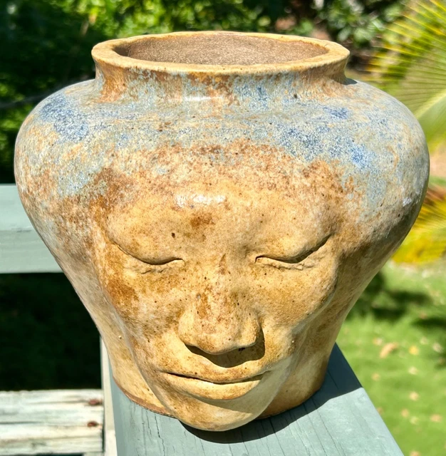 ANCIENT CHINESE HAN Dynasty Death Mask Face Blue Green Glazed Funerary ...