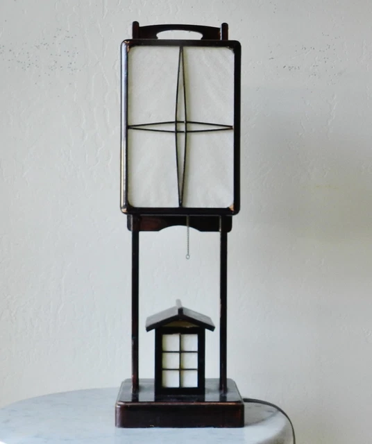 ANTIQUE 1920'S JAPANESE 2-Stage Electric Andon Paper Lantern w/ Night ...