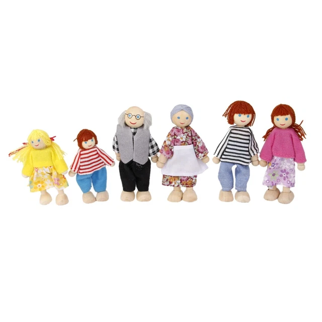 6-PIECES DOLL FAMILY for Dollhouse Mini People Figures, £10.57 ...