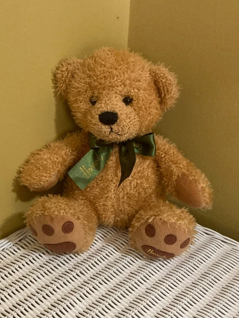 HARRODS TAN PLUSH Teddy Bear with Green Ribbon £10.00 - PicClick UK