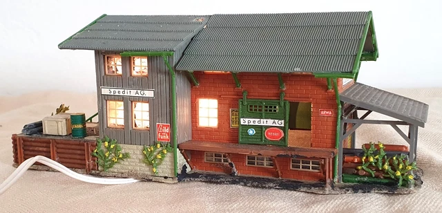 FALLER H0 GÜTERBAHNHOF Nr. 154, 60er/70er Jahre, mit Beleuchtung EUR 19 ...