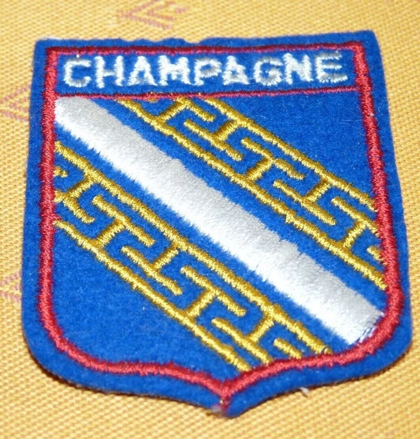 ANCIEN ÉCUSSON À coudre en feutre brodé blason de Champagne neuf Vintage patch EUR 5,00 ...