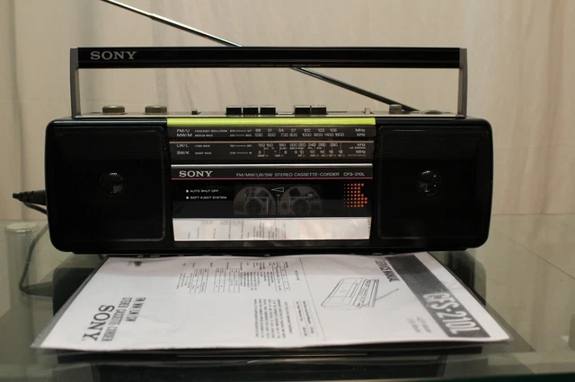 SONY CFS-210L STEREO Radio Cassette Recorder Ghettoblaster Boombox Top ...