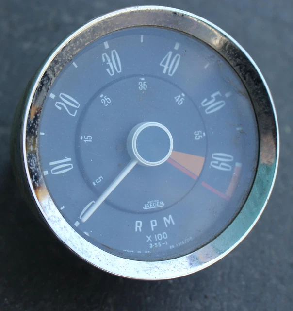VINTAGE BRITISH JAEGER 6K 6000 RPM Tachometer Dash Car Gauge X 100 3.55 ...