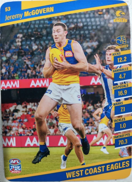 2024 TEAMCOACH WEST COAST EAGLES JEREMY McGOVERN #53 CARD TEAM COACH $2 ...
