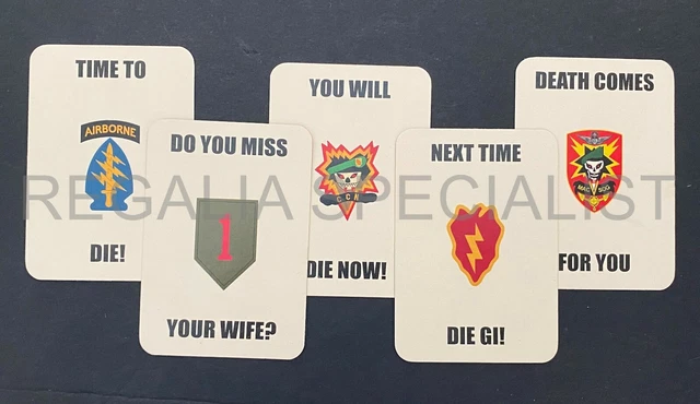 VIETNAM WAR VIETCONG Anti American Propaganda Cards Army Patch Design ...