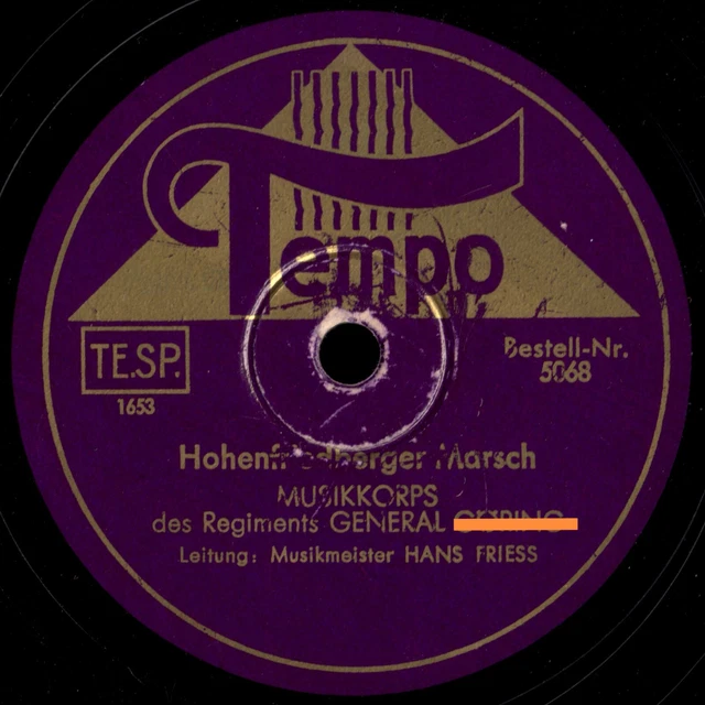REGIMENT HERMANN GÖ...: HOHENFRIEDBERGER MARSCH GERMAN WW2 RARE 78rpm ...